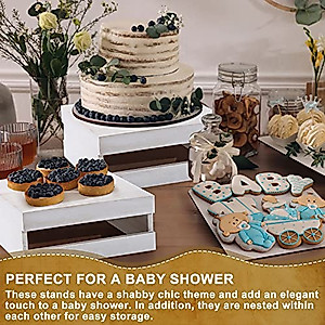 4 Pieces Wood Cupcake Display Stand Whitewashed Decorative Dessert Appetizer Cake Stand Risers Wooden Crate Rustic Cake Stand Wood Risers for Decor Wooden Crate Style Storage Organizer for Party