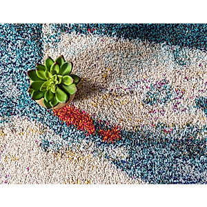Unique Loom Positano Collection Coastal Modern Koi Fish Beige Area Rug (8' x 10')