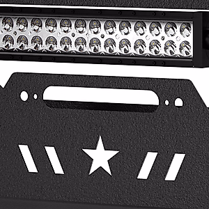 OBNAUX Front Bumper Compatible with 1987-2006 Jeep Wrangler TJ YJ LJ (2/4 Doors) Rock Built-in Winch Plate & D-rings