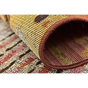 Unique Loom Outdoor Modern Collection Area Rug - Pine (5' 3" x 8' Rectangle, Multi/ Brown)