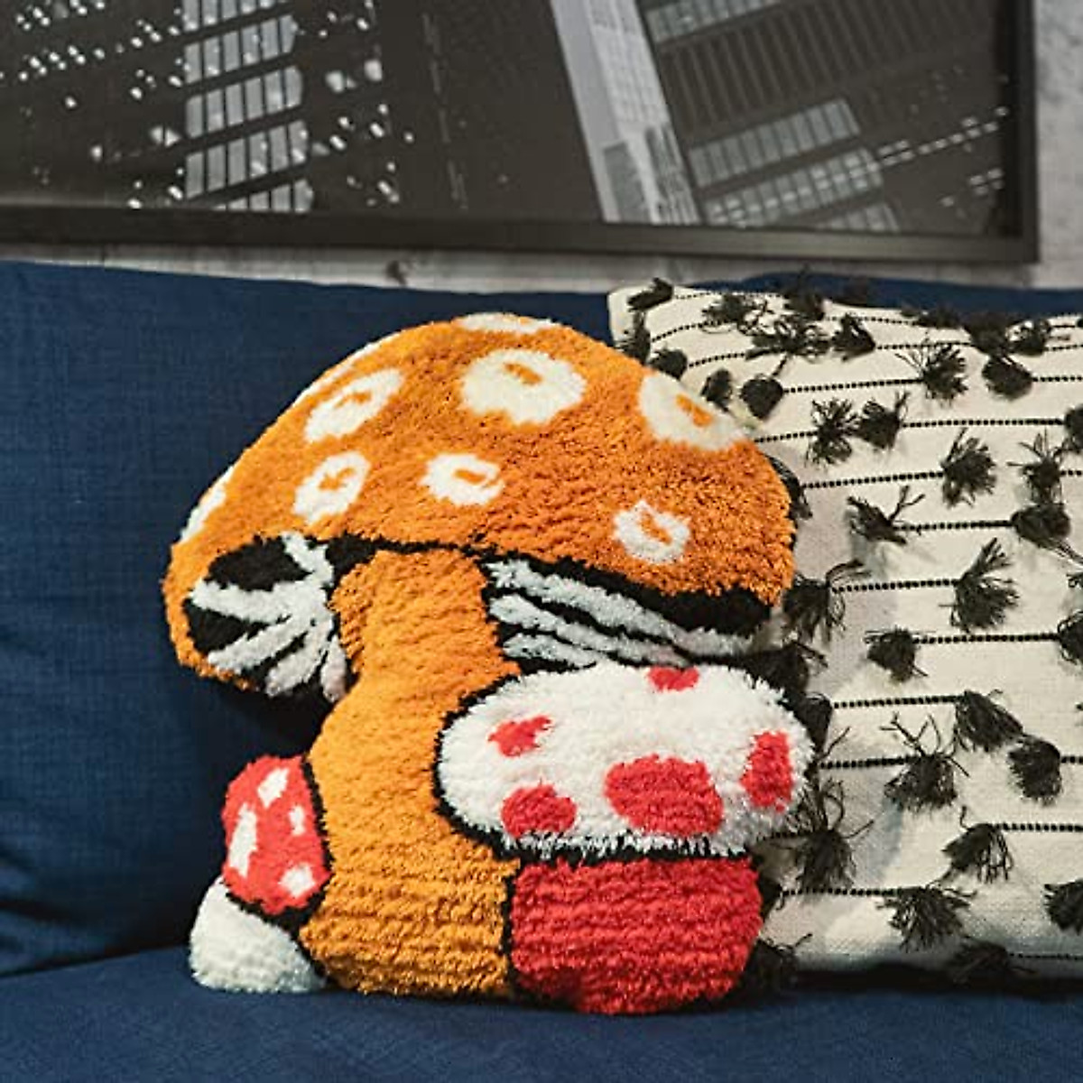 Lunar Sol Mushroom Pillow Boho Throw Pillow - Cute Stuff Soft Plushie Squishy Stuffed Pillows Aesthetic Indie Hippie Decor & Accessories for Bed, Car, Home - Fun Mushroom Decorations, 15" x 17"