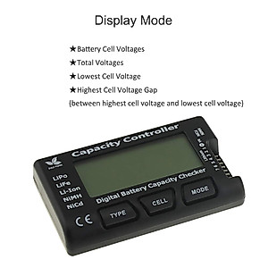 SoloGood RC Cellmeter 7 Digital Battery Capacity Checker Lipo Battery Tester RC Battery Voltage Tester for LiPo/Li-ion/Nicd/NiMH Cell Meter Battery Checker Tester