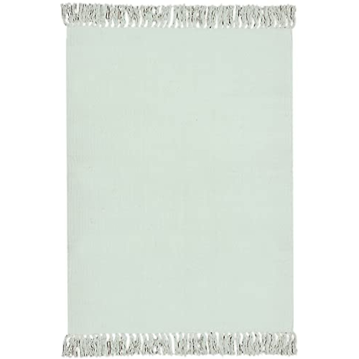 Casavani Indian Handmade Cotton Dhurrie Solid White & Beige Area Rug Boho Kilim Flat Weave Rug Indoor Hall Room Decor Carpet Throw Rugs for Bedroom Living Room Bathroom Balcony 5x5 Feet Square