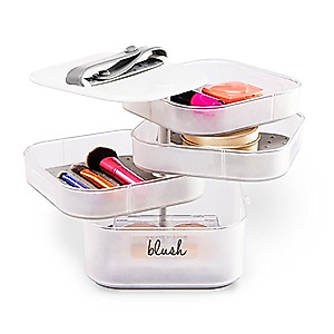 madesmart Portable Swivel Case, 4 Levels of Storage, Soft-Grip Lining, BPA Free, White