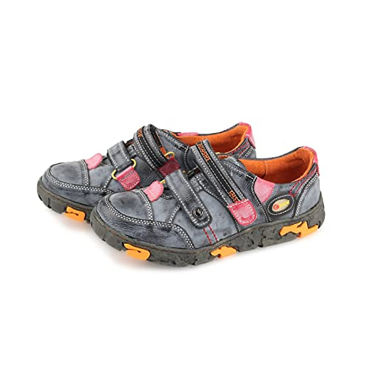 CHSHOER Women's Walking Leather Shoes Hook and Loop Casual Shoes(Black,9.5)