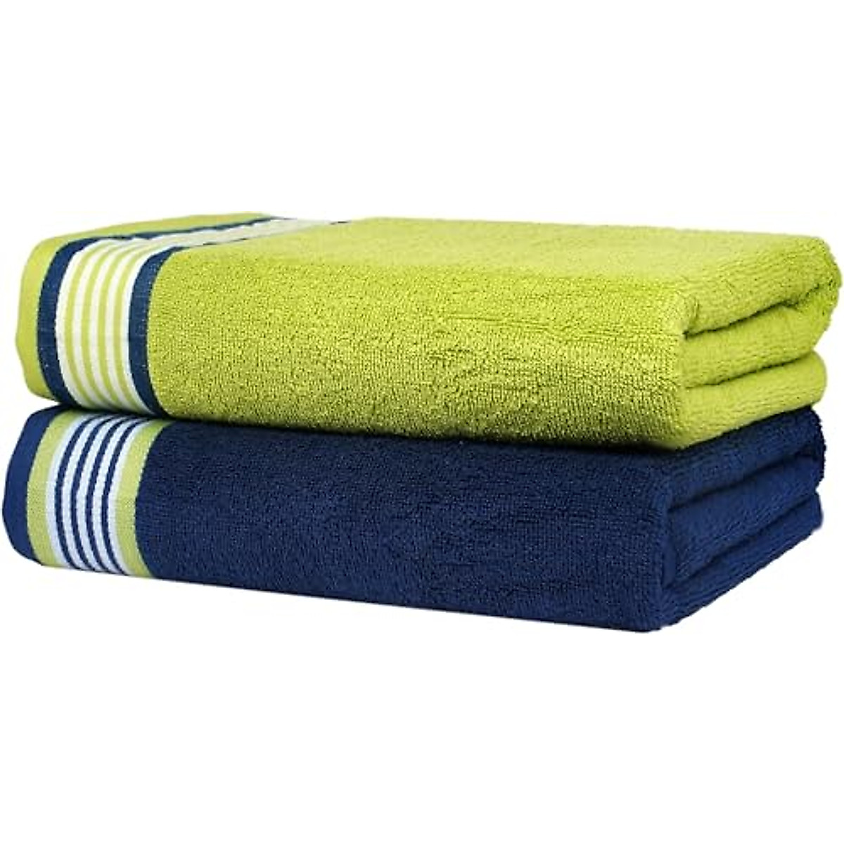 CASA COPENHAGEN He & She 6 Pieces Towel Set- California Blue + Green, 550 GSM 2 Bath Towel 2 Hand Towel 2 Washcloth, Designed in Denmark Made of Soft Egyptian Cotton for Bathroom, Kitchen & Shower