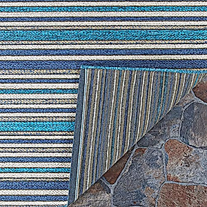 Couristan Cape Brockton Indoor/Outdoor Area Rug, 5'3" x 7'6", Cobalt Blue-Teal