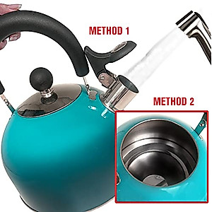 Emeril Lagasse 2.6 Quart/2.5 Liter Whistling Tea Kettle, Stainless Steel Tea Pot for Induction Stove Top, Fast to Boil Water for Home Kitchen Condo, with Ergonomic Cool Folding Grip Handle, Teal