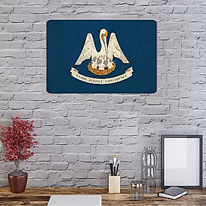 Louisiana Aluminum Metal Sign Louisiana State Flag Metal Sign Home State Country City Souvenir Wall Art Poster Vintage Patriotic Home Decor Garage Yard Signs Indoor & Outdoor Decor 12x18 inch