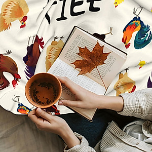 Chicken Blanket Rooster Flannel Throw Blanket 60"x50" Fall Blanket for Adult and Kids Decorative Blankets Funny Soft Cozy Blanket