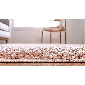Unique Loom Davos Shag Collection Modern Luxuriously Soft & Cozy Shag Area Rug (5' 0 x 8' 0 Rectangular, Dusty Rose)