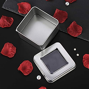 UPKOCH Clear Square Empty Tin 10PCS Metal Rectangular Empty Tins- Portable Box Containers Small Storage Kit& Home Organizer small tins with lids craft containers for Candies, Gifts- Square Tin