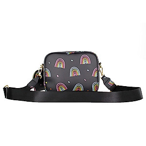 Olivia Miller Women's Rainbow Print Faux Leather Square Crossbody Handbag Purse