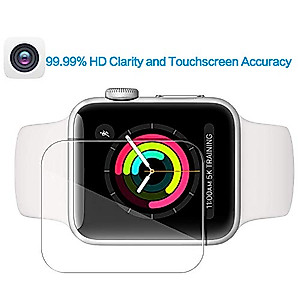 Tourist [3 Pack] Compatible for Apple Watch Tempered Glass Screen Protecto 38mm Series 3 / 2 / 1, 9H Hardness, Anti-scratch, Anti-fingerprint, Anti-bubble Easy Installation with Lifetime Replacements