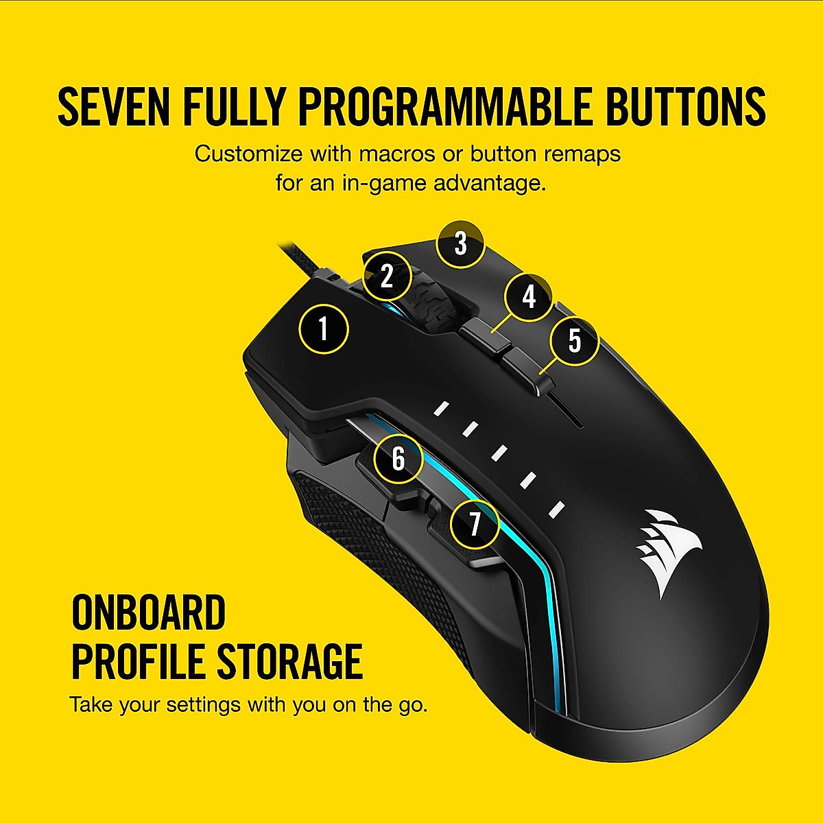 Corsair Glaive PRO - RGB Gaming Mouse - Comfortable & Ergonomic - Interchangeable Grips - 18,000 DPI Optical Sensor - Black
