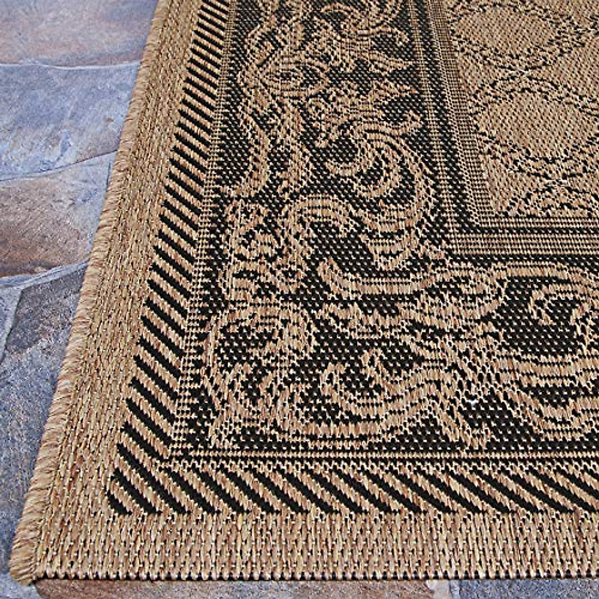 Couristan Recife Garden Lattice Indoor/Outdoor Area Rug, 8'6" Square, Cocoa-Black