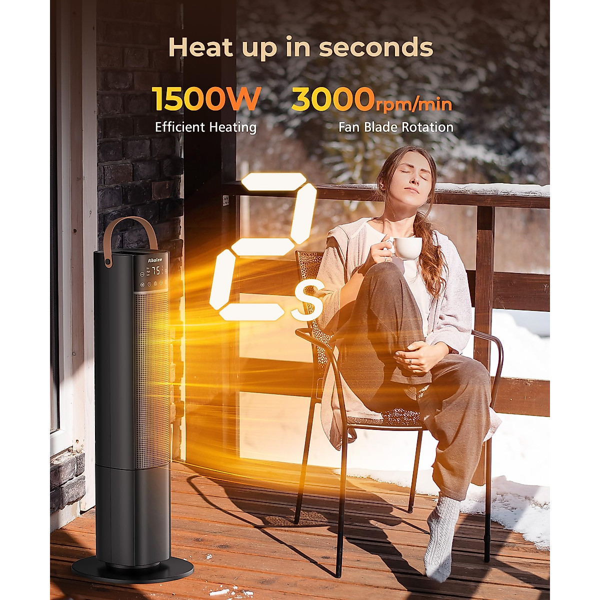 Space Heaters Indoor Use, 26" 12ft/s Electric Heater with Remote, 1500W Electric Heaters with 75°Oscillation, 1-12H Timer, PTC Electric Heater for Large Room, Bedroom Home Office, 2024 Upgraded