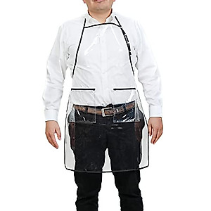 Waterproof Apron With Pockets For Women And Men. Chef, Server, Hairstylist, Dishwasher in Transparent/Clear/Black/White