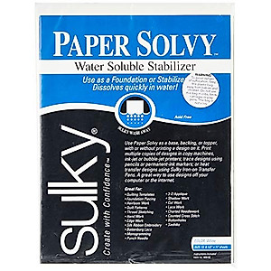 Sulky Paper Solvy Water Soluble Fabric stabilizer, 8, White