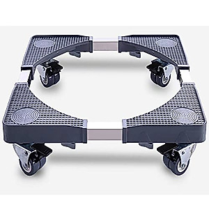 Adjustable Roller Washing Machine Base Portable Washer Dryer Stand Roller Refrigerator Dolly Pedestal Stand Cabinet with 8 Locking Rubber Swivel Casters