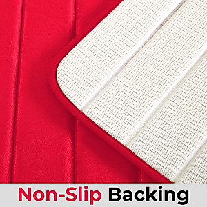 Yafa Home Fashion 2 Piece Striped Design Embossed Solid Color Memory Foam Soft Bathroom Rug Set Non-Slip PVC Backing