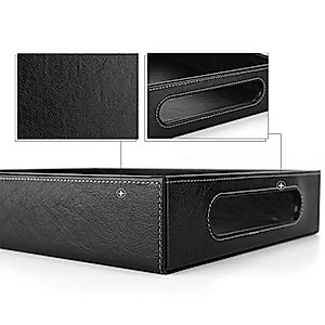 Luxspire Valet Tray with Handles, Leather Decorative Ottoman Serving Tray, Coffee Table Tray, Catchall Tray Countertop Storage, Mens Vanity Tray for Jewelry Key Cologne Organizer, 10"x 8", Black