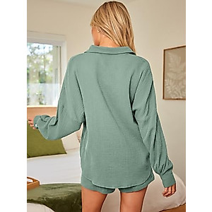 AUTOMET Womens Fashion 2 Piece Outfits For Women Lounge Sets Pajama Sets Two Piece Button Down Oversized Shirts Fall Outfits 2023 Tracksuit