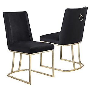 FDFK Modern Velvet Dining Chairs Set of 2 Kitchen Chairs Dining Room Chairs with Golden Metal Base Upholstered Dining Chairs for Dining Room Living Room Kitchen Restaurant