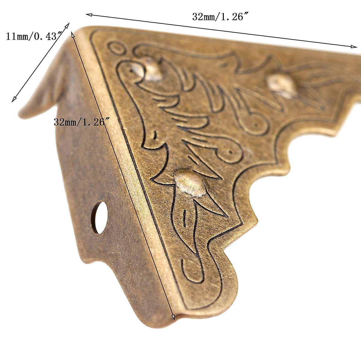 16Pcs Antique Brass Jewelry Box Corner Chest Corner Protector Guard Edge Cover-1.26"x1.26"x0.43"