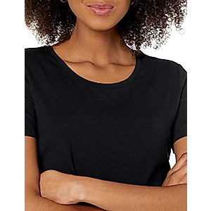 Amazon Essentials Women's Classic-Fit Short-Sleeve Crewneck T-Shirt, Pack of 2, Black/White, Small