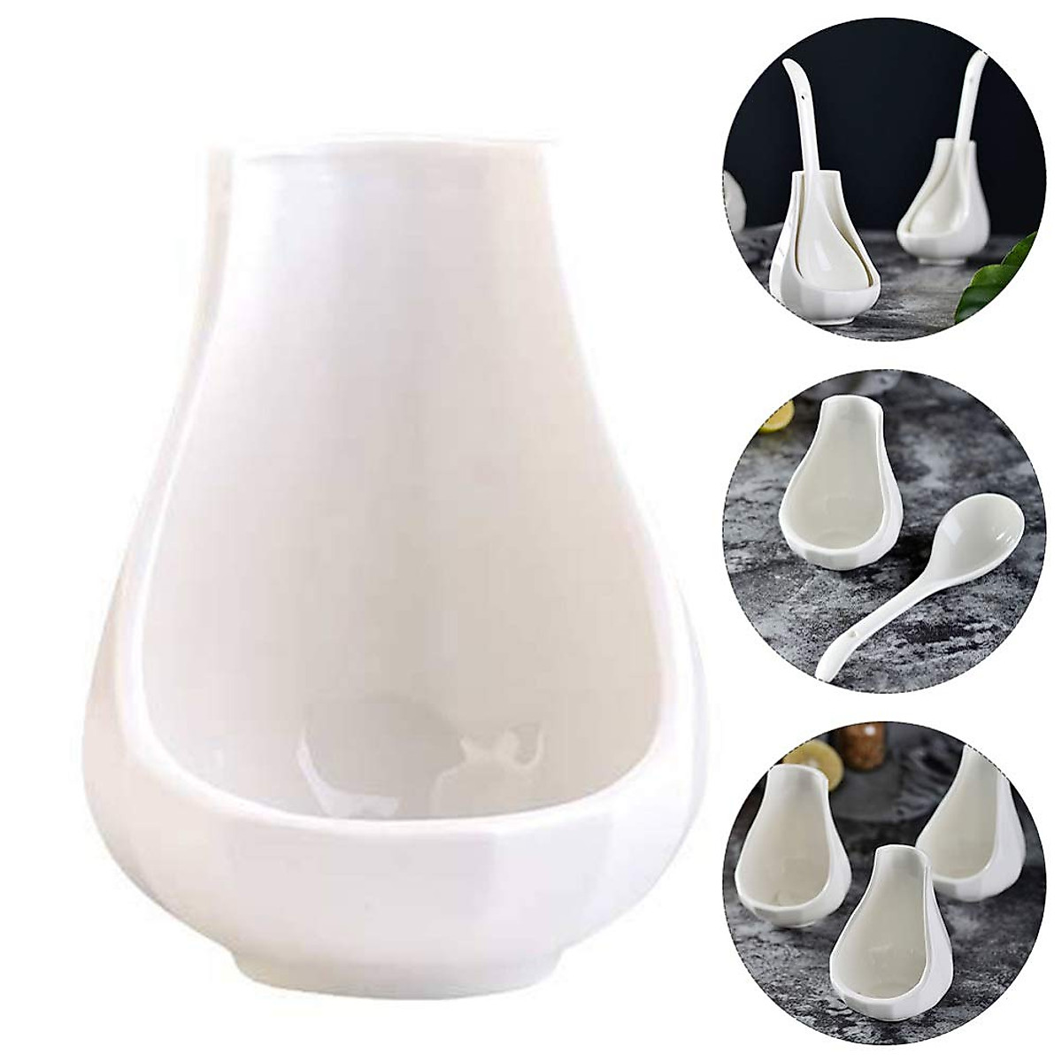 Hemoton Coffee Spoon Holder 1pc Ceramic Spoon Rest Ceramics White Pallet Commercial Ceramic Utensil Holder