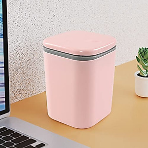 Xowine 0.5 Gallon Plastic Tiny Push-Button Trash Can, Desktop Mini Waste Can, Pink