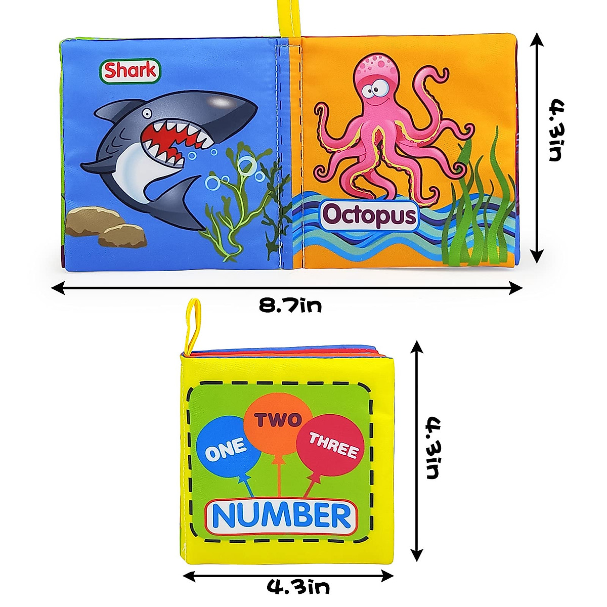 Ynanimery Animal Bath Squirt Toys | Baby Bath Books for Toddlers 1-3, Rubber Ducks & Floating Animals & Waterproof Cloth Books Bulk Bath Toys for Infants 6-12-18 Months(8 Pack Bath Books)