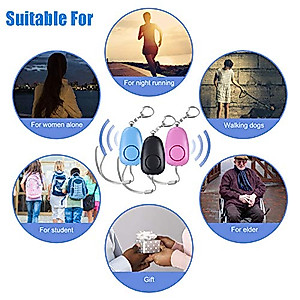 (Upgraded New Version) Safe Sound Personal Alarm, Rechargeable Emergency 130db Security Alarm Keychain Siren Song with 2 LED Lights, for Women, Men, Children, Elderly (3 Pack)