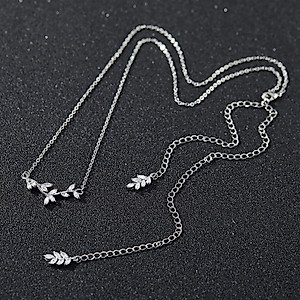 SWEETV Crystal Wedding Bridal Backdrop Necklace for Brides, Cubic Zirconia Dainty Vine Back Pendant Necklace for Women, Bridesmaid Gift