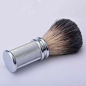 CSB Hand Made Pure Black Badger Hair Shave Brush with Chrome Metal Handle