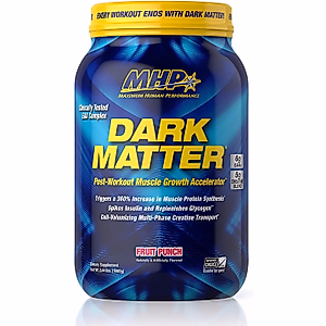 MHP Dark Matter Post Workout, Recovery Accelerator, w/Multi Phase Creatine, Waxy Maize Carbohydrate, 6g EAAs, Fruit Punch, 20 Servings, 55 Oz