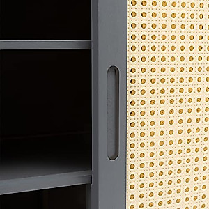 LGXSHOP Storage Shoe Cabinet, 6 Tiers Bamboo Freestanding Shoe Rack, Shoe Cabinet with Plastic Door, Entrance Cabinet for Family Living Room and Bedroom (Grey)