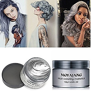 Temporary Silver Gray Hair Spray Color, Luxury Coloring Mud Grey Hair Dye Wax,Washable Treatment with All Day Hold. Non-Greasy Matte Hairstyle Ash for Party, Cosplay (1, Gray)