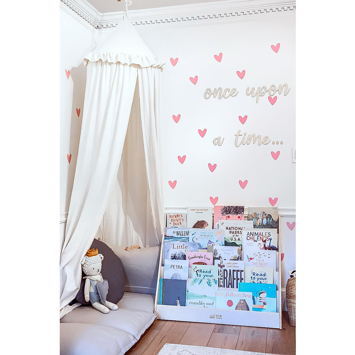 The Boho Design Hearts Wall Decals Peel and Stick for Kids, Baby Bedroom Nursery and Living Room. Love Vinyl Wall Stickers Decor (Pink)