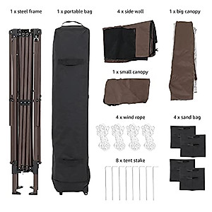 COBANA 13’x13’ Pop Up Gazebo, Outdoor Canopy Tent Shade with Metal Frame Mosquito Netting for Patio, Garden, Lawn, Backyard, Beige