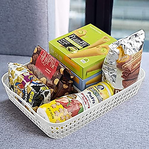Nesmilers Plastic Storage Tray Baskets, 6-Pack White Basket Trays