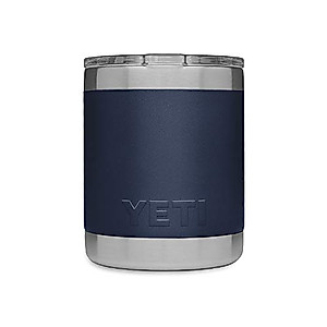 YETI Rambler 10 oz Lowball, Vacuum Insulated, Stainless Steel with Standard Lid, Navy
