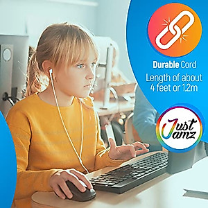 JustJamz Bulk Earbuds 100 Pack | Basic Ear Bud, Pearl White in-Ear Earbuds, Disposable Headphones, Class Set of Earphones for Students, Class, School, Kids, Classroom & Library