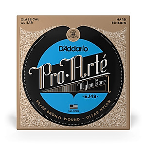 D'Addario Guitar Strings - Pro-Arte Classical Guitar Strings - EJ48 - Nylon Guitar Strings - 80/20 Bronze Wound, Nylon Core - Hard Tension