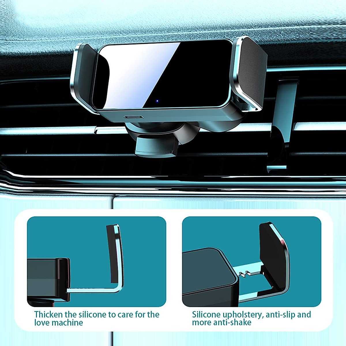 Car Electric Induction Mobile Phone Holder, 360° Degree Cell Phone Mount for Air Vent or Dashboard, Auto Interior Smartphone Stand Bracket Universal for iPhone, Samsung, and More (For Dashboard)