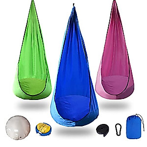 TUSAUW Kids Pod Swing Seat Hammock Chair with Inflatable Pillow Swing Chair for Outdoor and Indoor ,Hanging Chair with Inflatable Cushion, Max 176Lbs