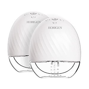 Horigen Double Wearable Breast Pump for Breastfeeding with 17/21/25mm Silicone Flange, Electric Hands Free Breast Pump Wireless Silent Invisible in Bra Portable Breast Pump for Travel, Home, Outdoors
