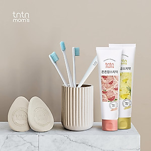 TNTN MOM'S - Toothpaste (5ea) & Toothbrush (5ea) Set for Pregnant Women | SLS Free & Fluoride Free | Grapefruits Scent Toothpaste, Ultra fine Toothbrush | Good for a Morning Sickness Relief