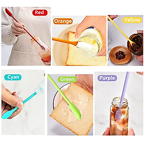DUFEIMOY Colorful 6 Pcs Mini Spatula Silicone Spatula Set, Makeup Spatula Tiny Spatulas for Cosmetics, Small Spatula Beauty Spatula, Rubber Spatula Thin Jar Spatula Food Scraper for Kitchen Use
